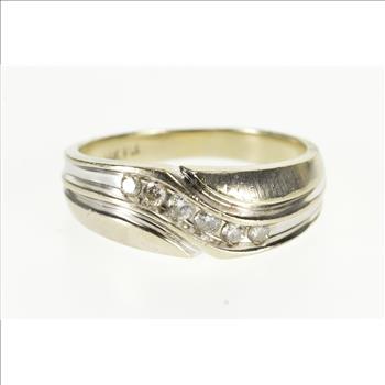 14K 0.15 Ctw Diagonal Inset Diamond Wedding Band White Gold Ring, Size ...
