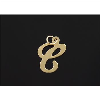 14K 0.3g C' Letter Monogram Initial Cursive Yellow Gold Charm/Pendant ...