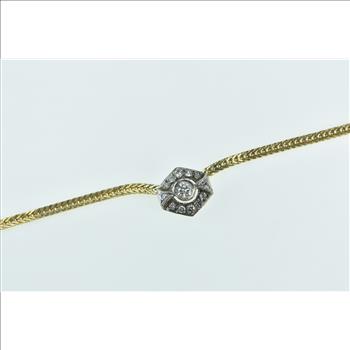 14K 0.45 Ctw Art Deco Diamond Flat Foxtail Link Yellow Gold Necklace 16 ...
