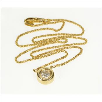 14K 0.75Ctw Bezel Diamond Solitaire Palma Chain Yellow Gold Necklace 16 ...