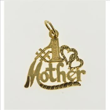 14K #1 Number One Mother Mom Mother's Day Yellow Gold Charm/Pendant ...