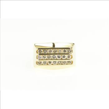 14K 1.00 Ctw Squared Tiered Diamond Channel Yellow Gold Ring, Size 8.75 ...