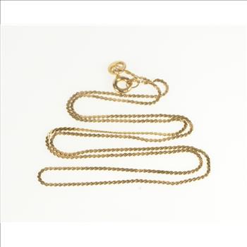 14K 1.0mm Pressed Serpentine Wave Link Chain Yellow Gold Necklace 15.75 ...