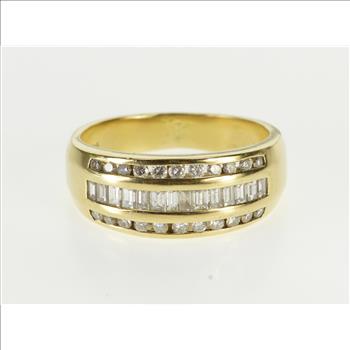 14K 1.14 Ctw Diamond Tiered Channel Wedding Band Yellow Gold Ring, Size ...