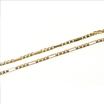 14K 1.5mm Retro Squared Figaro Box Chain Link Yellow Gold Necklace 18. ...