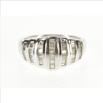 14K 1.74 Ctw Rounded Diamond Channel Inset Band White Gold Ring, Size 7 ...