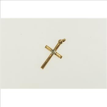 14K 1940's Diamond Inset Cross Christian Yellow Gold Charm/Pendant ...