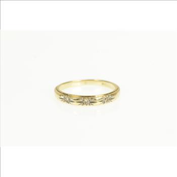 14K 1950's Classic Diamond Wedding Band Yellow Gold Ring, Size 5.25 ...
