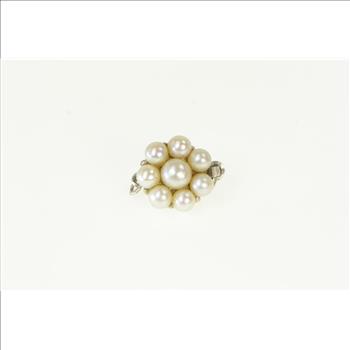 14K 1950's Pearl Vintage Round Cluster Clasp White Gold Clasp ...