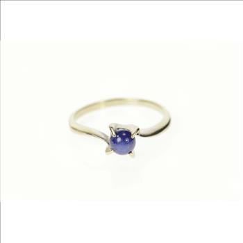 14K 1960's Blue Syn. Star Sapphire Bypass White Gold Ring, Size 7 ...