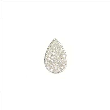 14K 2.00 Ctw Pave Diamond Pear Tear Drop White Gold Pendant/Pin ...