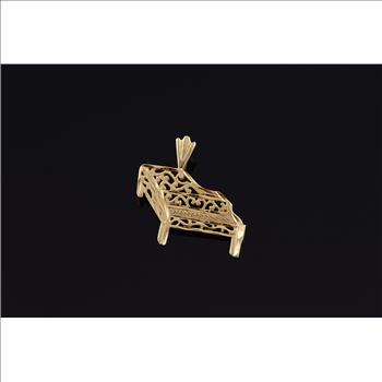 14K 2D Piano Scroll Filigree Musical Instrument Yellow Gold Charm ...
