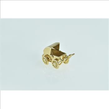 14K 3D Articulated Baby Carriage Pram Stroller Yellow Gold Charm ...