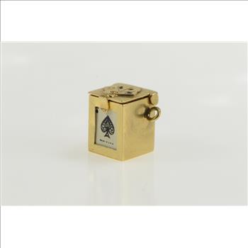 14K 3D Articulated Mini Tiny Deck of Cards Box Yellow Gold Charm ...