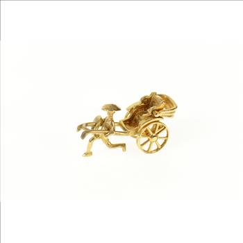 14K 3D Articulated Rickshaw Cart Hack Cab Yellow Gold Charm/Pendant ...