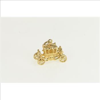 14K 3D Articulated Royal Carriage Fancy Yellow Gold Charm/Pendant ...