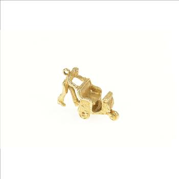 14K 3D Boardwalk Cart Pusher Beach Motif Yellow Gold Charm/Pendant ...