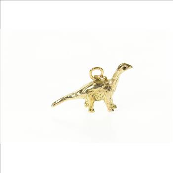 14K 3D Brontosaurus Long Neck Dinosaur Yellow Gold Charm/Pendant ...