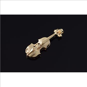 14K 3D Cello Violin Musical Instrument Yellow Gold Charm/Pendant ...