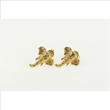 14K 3D Elephant Memory Intelligence Symbol Stud Yellow Gold Earrings ...
