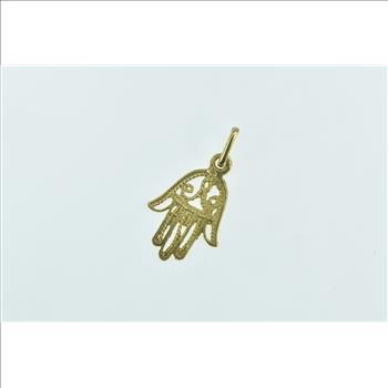 14K 3D Filigree Hamsa Hand Protection Symbol Yellow Gold Charm/Pendant ...