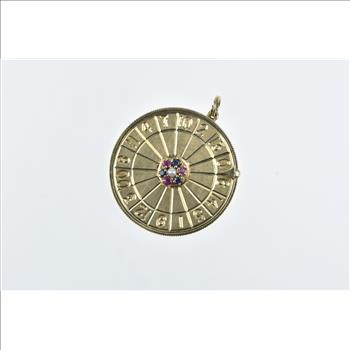 14K 3D Roulette Wheel Ruby Sapphire Pearl Yellow Gold Charm/Pendant ...