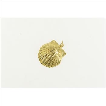14K 3D Scallop Sea Shell Diamond Cut Beach Yellow Gold Charm/Pendant ...