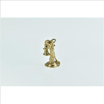 14K 3D Vintage Telephone Communication Symbol Yellow Gold Charm/Pendant ...