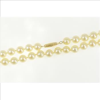 14K 7.8mm Pearl Beaded Classic Opera Length Yellow Gold Necklace 32 ...