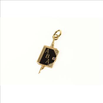 14K Alpha Beta Alpha Library Fraternity Book Yellow Gold Charm/Pendant ...