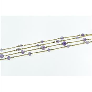 14K Amethyst Wheat Palma Link Layering Opera Chain Yellow Gold Necklace ...