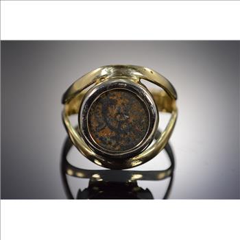 14K Ancient Roman Bezel set Coin Yellow Gold Ring, Size 8 | Property Room