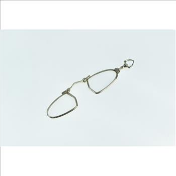 14K Art Deco Looking Glass Spring Loaded Spectacles Glasses White Gold ...