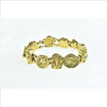 14K Art Nouveau Diamond Lady Slide Charm Yellow Gold Bracelet 7.25 ...