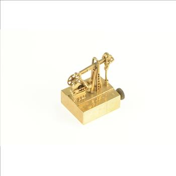 14K Articulated Oil Rig Heart of Texas Working Music Box Yellow Gold ...