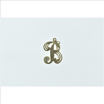 14K B Cursive Monogram Diamond Letter Initial Yellow Gold Charm/Pendant ...