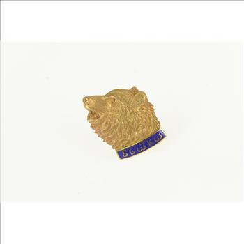 14K Bear Greek Blue Enamel Fraternity Lapel Yellow Gold Pin/Brooch ...
