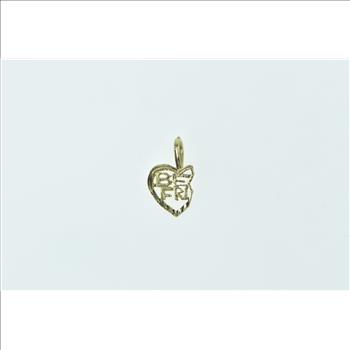 14K Best Friend Half Heart Friendship Love Yellow Gold Charm/Pendant ...