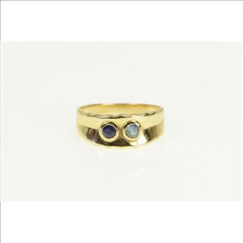 14K Blue Topaz Sapphire Inset Vintage Statement Yellow Gold Ring, Size ...