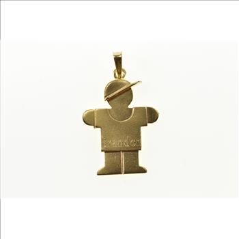 14K Boy Child T Shirt Baseball Cap "Brandon" Yellow Gold Charm/Pendant ...