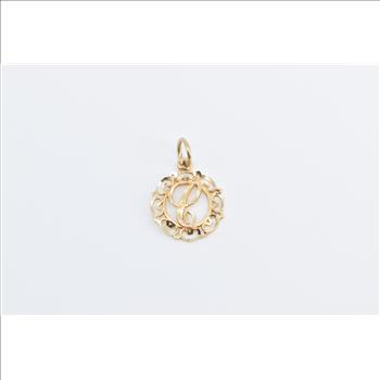 14K C Cursive Letter Initial Monogram Filigree Yellow Gold Charm ...