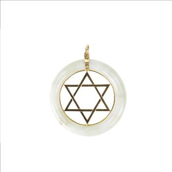 14K Carved Jade Star of David Jewish Faith Yellow Gold Pendant ...