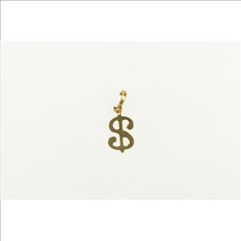 14K $ Cash Dollar Sign Money Wealth Symbol Yellow Gold Charm/Pendant ...