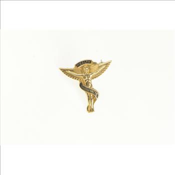 14K Chiropractic Health Caduceus Winged Angel Yellow Gold Pin/Brooch ...