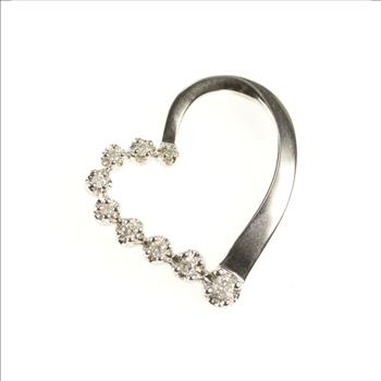 14K Classic Diamond Inset Heart Anniversary White Gold Pendant ...