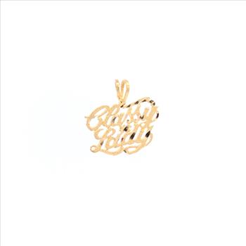 14K Classy Lady Diamond Cut Cursive Letter Word Yellow Gold Pendant ...
