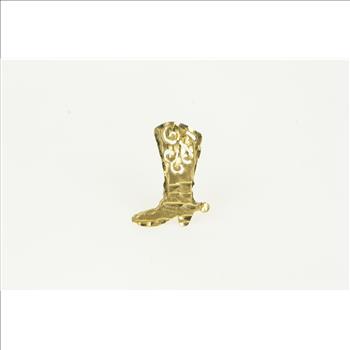 14K Cowboy Boot Western Southern Scroll Lapel Yellow Gold Pin/Brooch ...