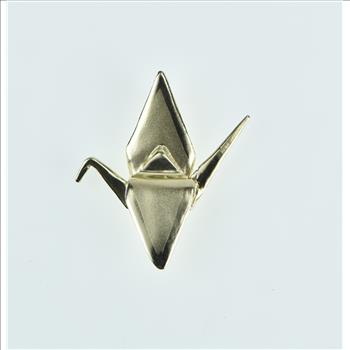 14K Crane Origami Japanese Paper Folding Bird Yellow Gold Charm/Pendant ...