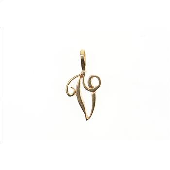 14K Cursive Letter V Monogram Initial Name Yellow Gold Charm/Pendant ...