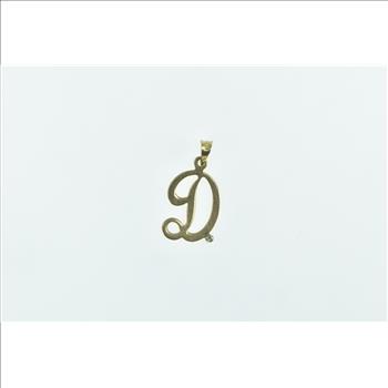 14K D Cursive Letter Monogram Initial Diamond Yellow Gold Charm/Pendant ...